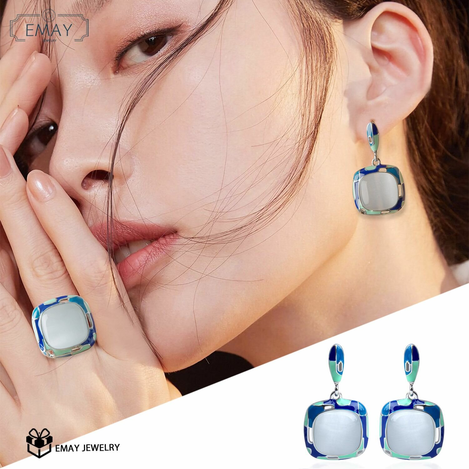 Серьги, искусственный камень