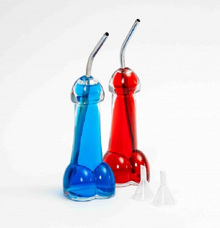 Бокалы для коктейлей 'Фантазия' 150мл, прозрачные, с трубочками и воронками