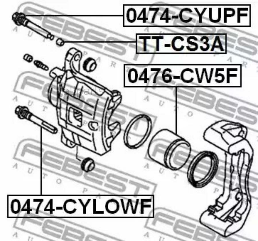 FEBEST 0474-CYUPF втулка направляющая суппорта тормозного переднего (MITSUBISHI PAJERO III MONTERO V65W/V75W 2000-2006