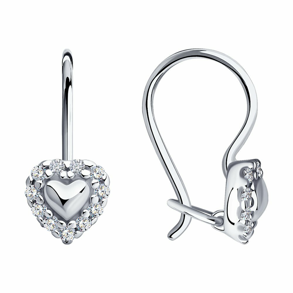 Серьги, серебро, 925 проба, родирование, фианит