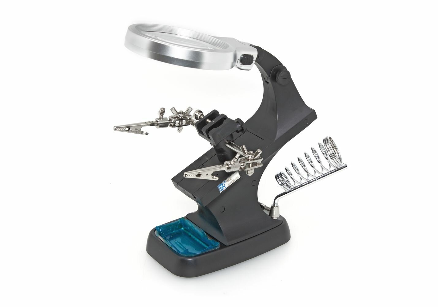 Держатель (третья рука) для пайки TH-7023-B с лупой подсветка 10LED