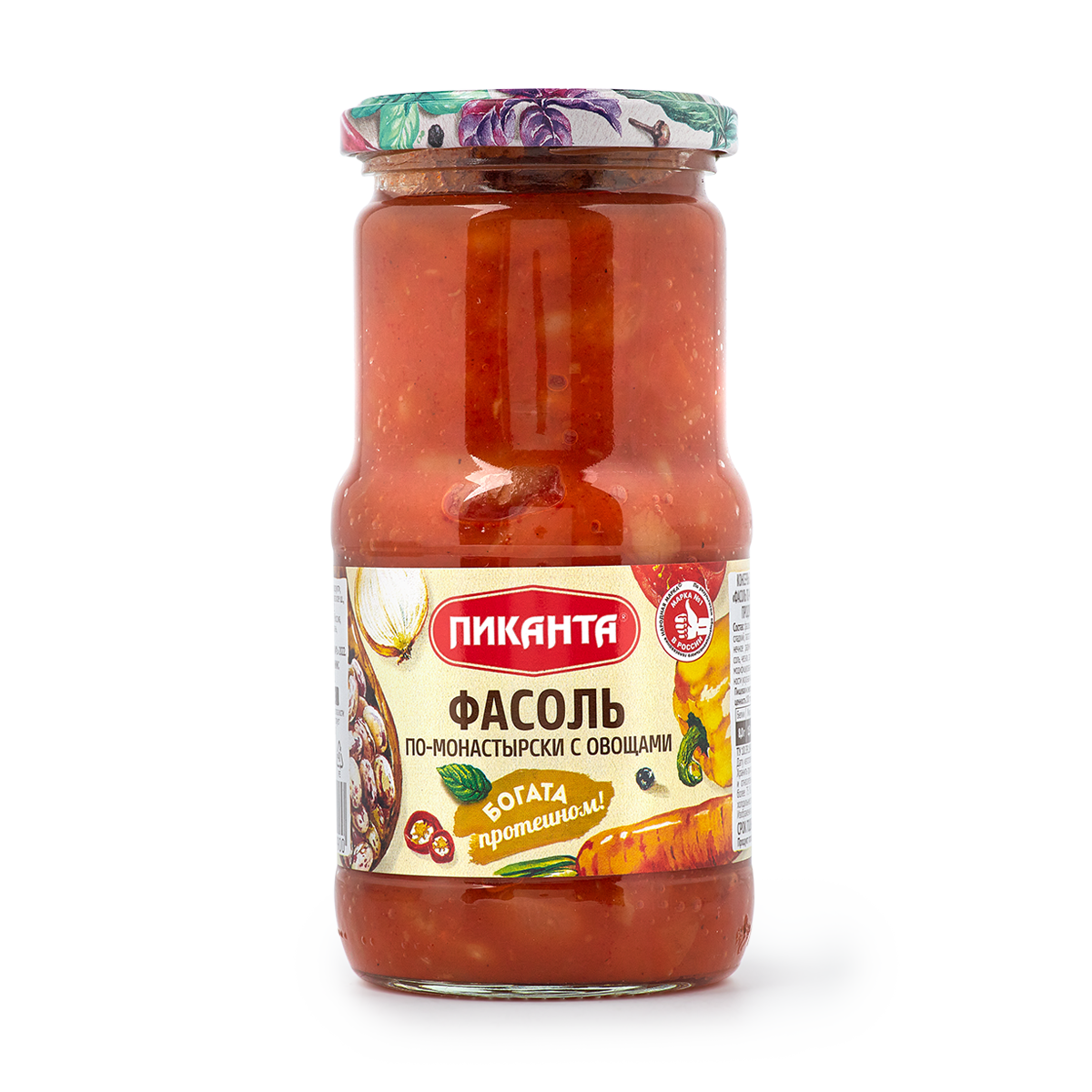 Фасоль с овощами Пиканта "По-монастырски", в стеклянной банке, 470 г