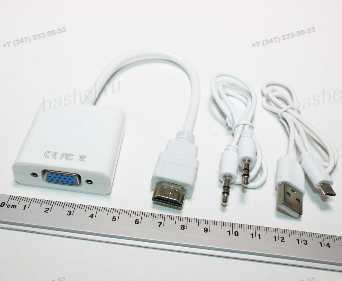 HDMI (m)-VGA (f)+AUX Power, Конвертер-переходник (адаптер), RUiCHi, с аудио выходом «Джек 3,5 мм» и доп. внешним питание
