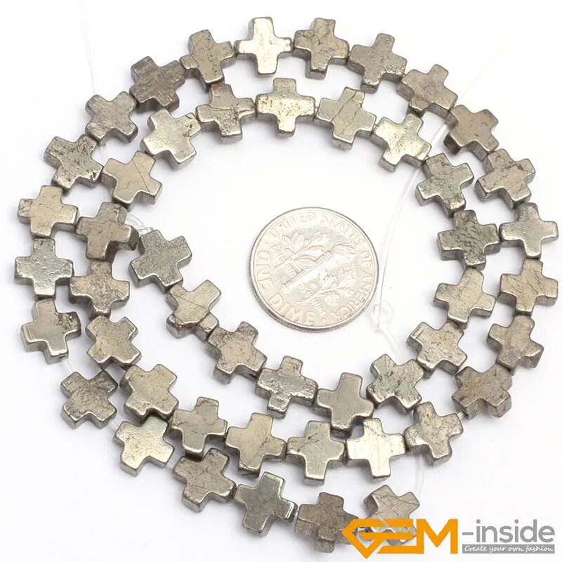 Бусины пиритовые крестик 8мм GEM-inside