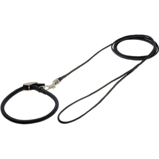 Комплект V.i.pet 6мм х 30см (23-26 см) круглый + поводок 3мм х 1,2м (черный) 78-2043