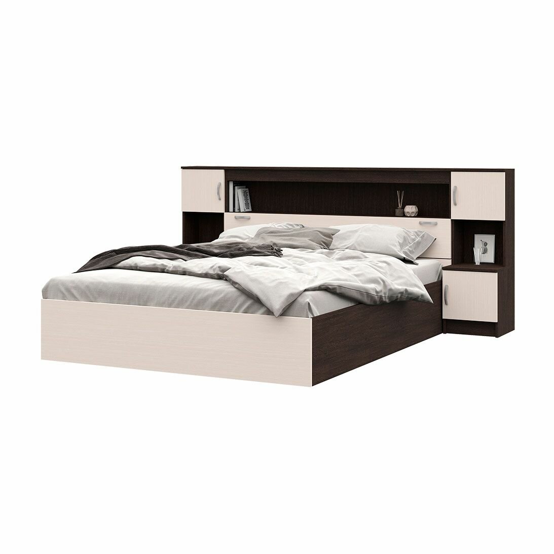 Кровать "Бася" из ЛДСП, цвет венге/белфорт, 160x200 см.