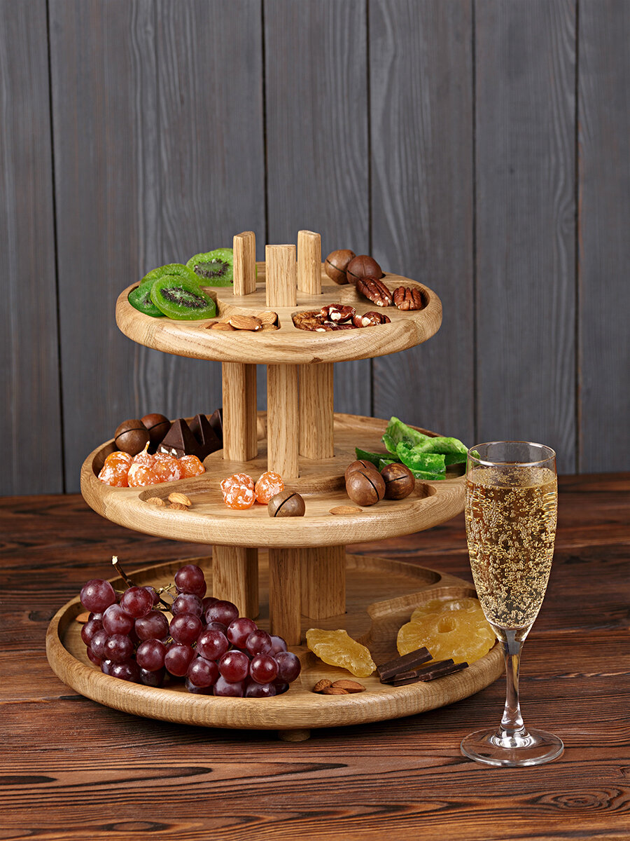 Фруктовница 3-х ярусная Zotwoods из дуба, 1 шт