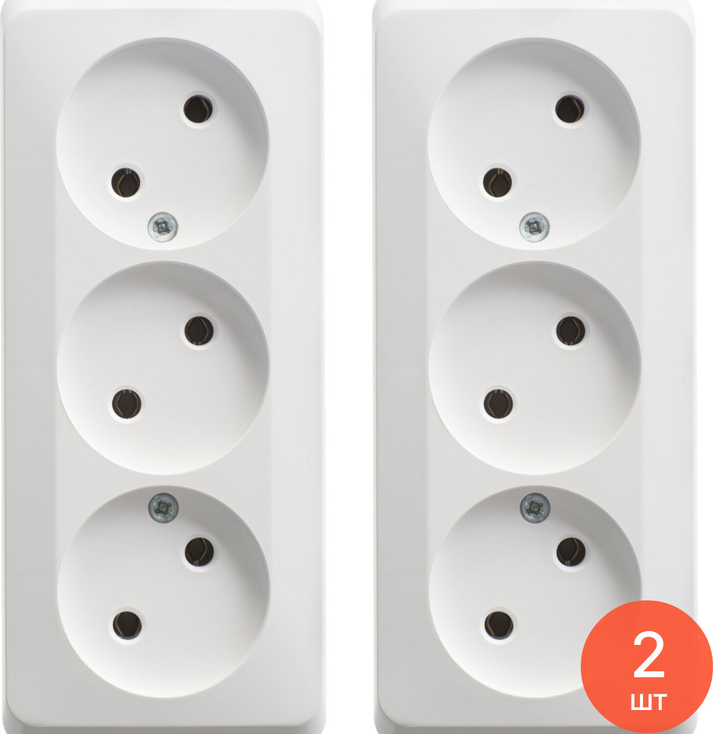 Розетка силовая штепсельная Systeme Electric / Систем Электрик Этюд, 16А 250В IP20 белый без заземляющего контакта PA16-009B / электрооборудование (комплект из 2 шт)