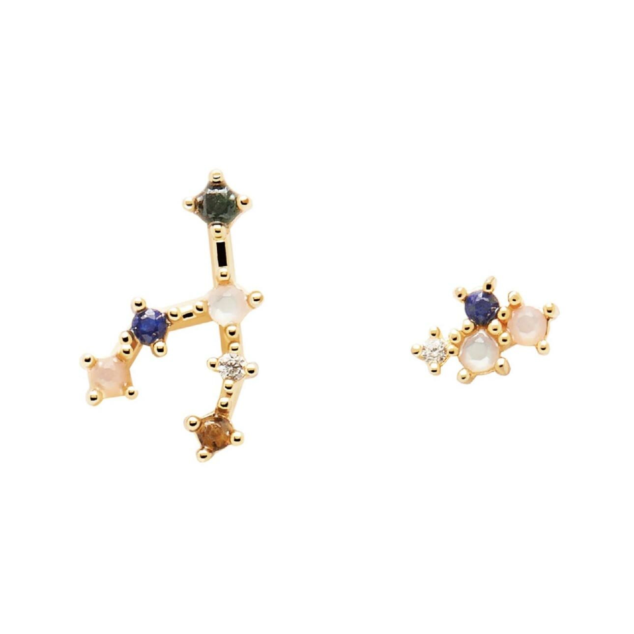 Серьги непарные, серебро, 925 проба, золочение, фианит