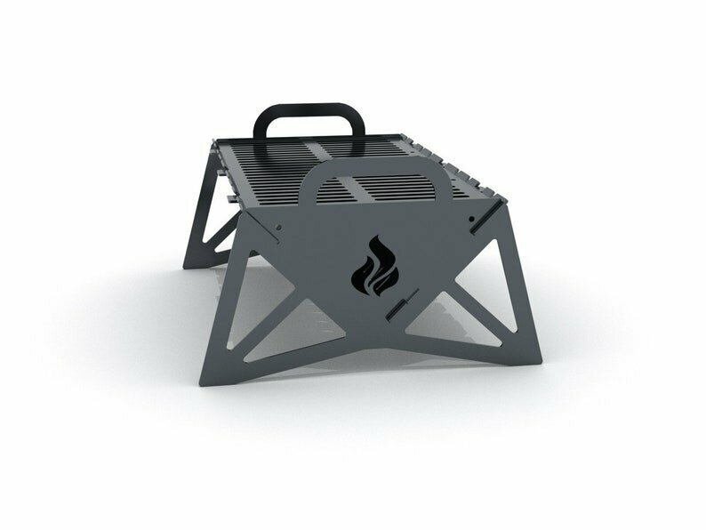 Мангал, Барбекю, дорожный разборный гриль угловой с решеткой - огнеупорная краска