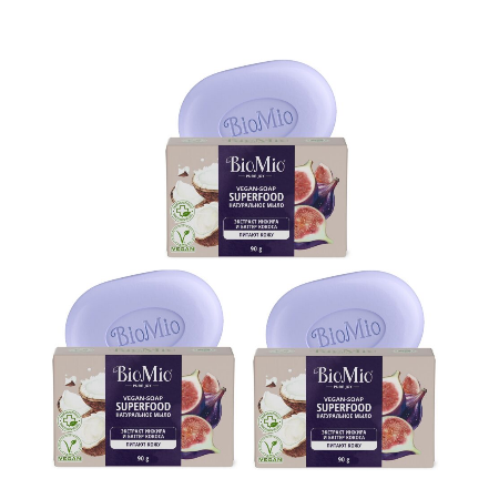 BioMio BIO-SOAP Натуральное твердое веганское мыло. Инжир и кокос, 90 г * 3шт