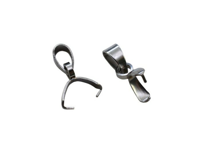 Держатель для кулонов 9х7х3мм, отверстия 3х4мм, цвет стальной, хирургическая сталь, 03-086, 2шт