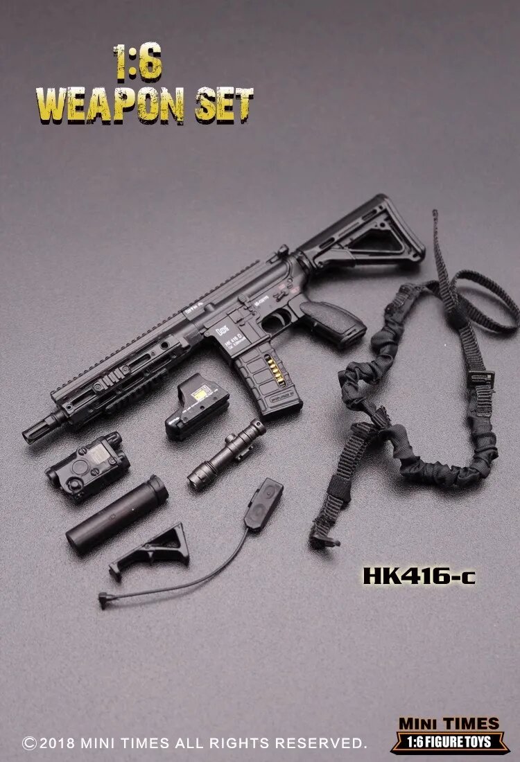 Мини-пистолет Times HK416 1/6 для 12-дюймовых фигурок HK416c