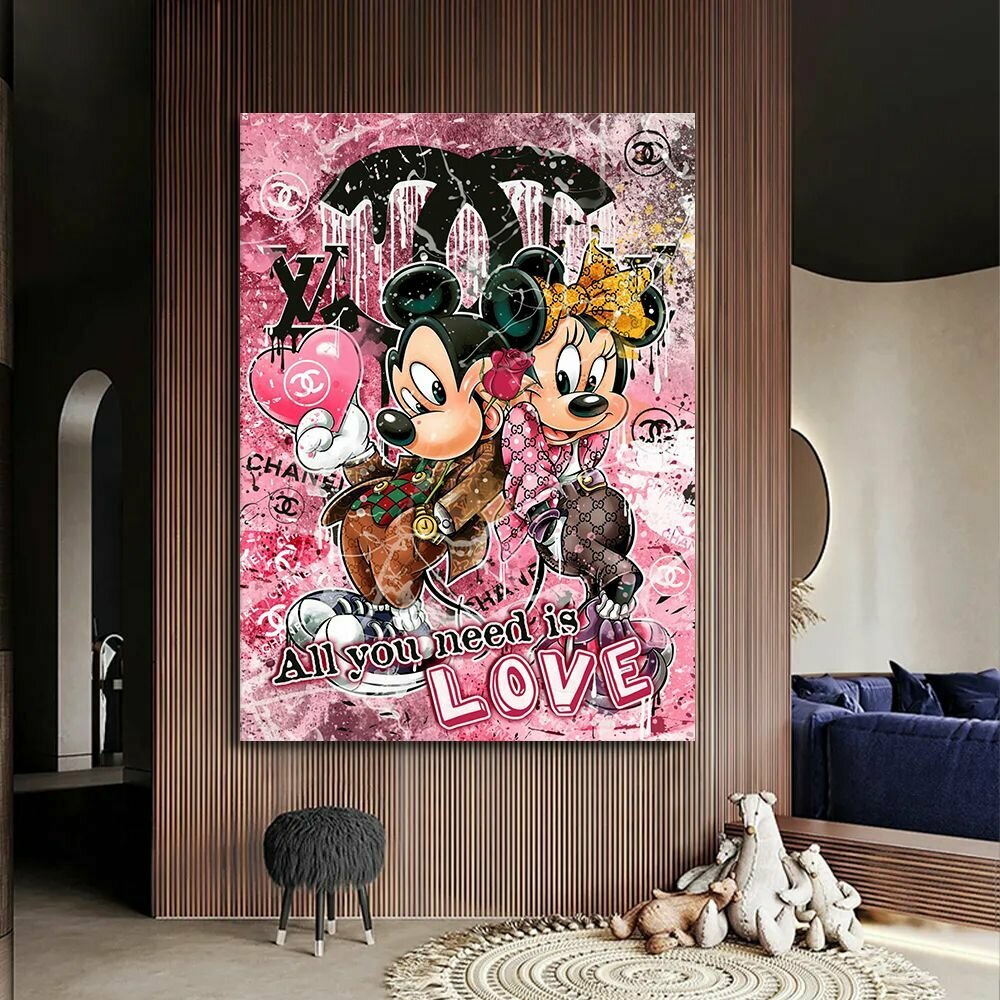 Постер мотивация, успешный Микки Маус , картина на холсте, 40х60 см.