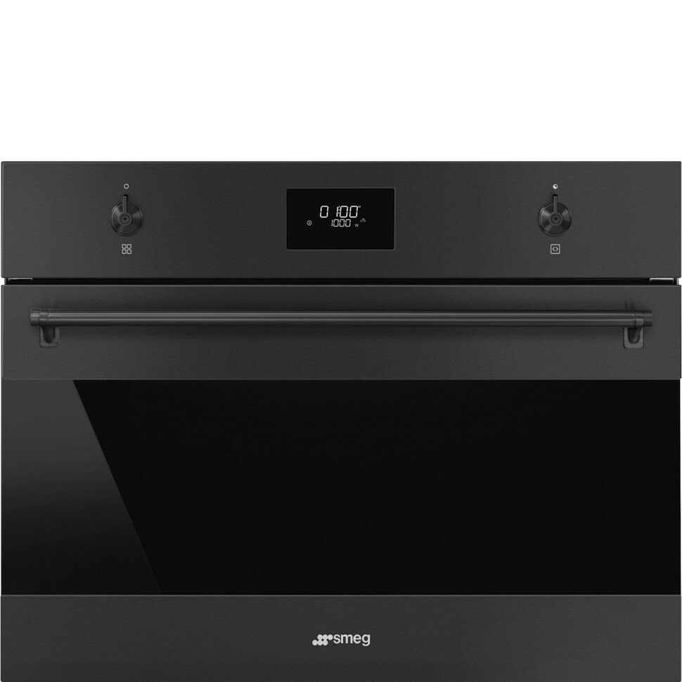 Встраиваемая микроволновая печь Smeg SO4301M0N, дисплей, подсветка, объём камеры 40 л, чёрная