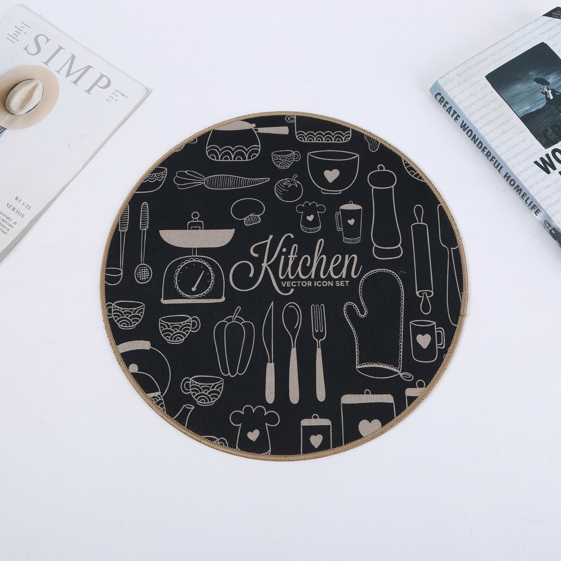 Резиновый круглый подставка для стола 38 см с противоскользящим покрытием и защитой от тепла, стиль 4