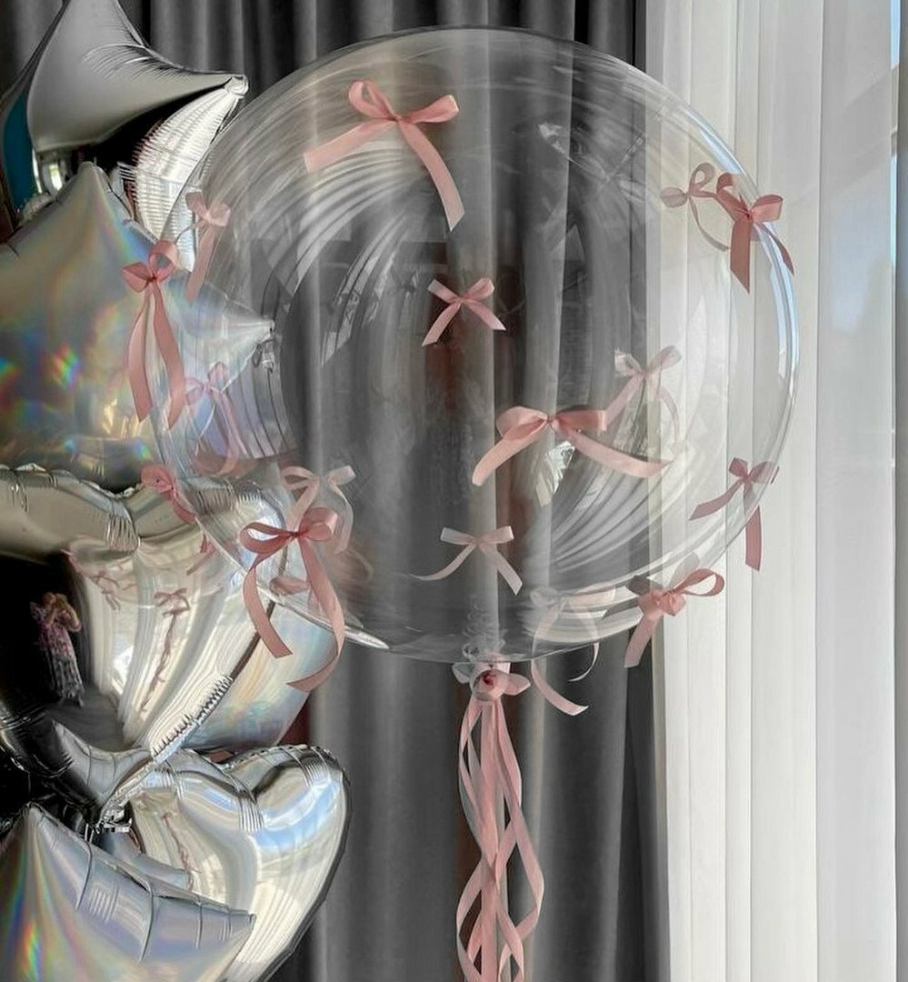 Прозрачный шар Bubbles с изысканным декором в виде нежных розовых бантиков