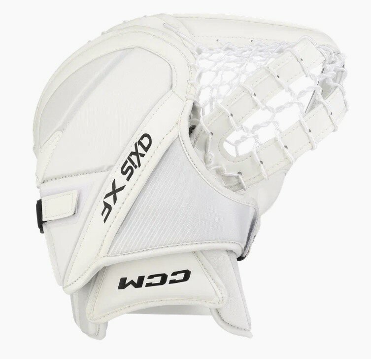 Ловушка вратаря хоккейная GM AXIS XF SR REGULAR, взрослая, на левую руку, длина ладони 18-21.5 см, белая