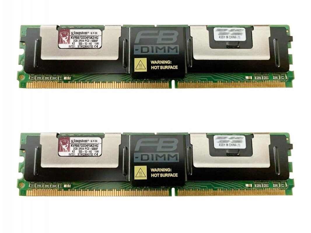 Оперативная память Kingston DDRII FBD 4GB(2x2GB) PC2-5300 667MHz Kit KVR667D2D4F5K2/4G