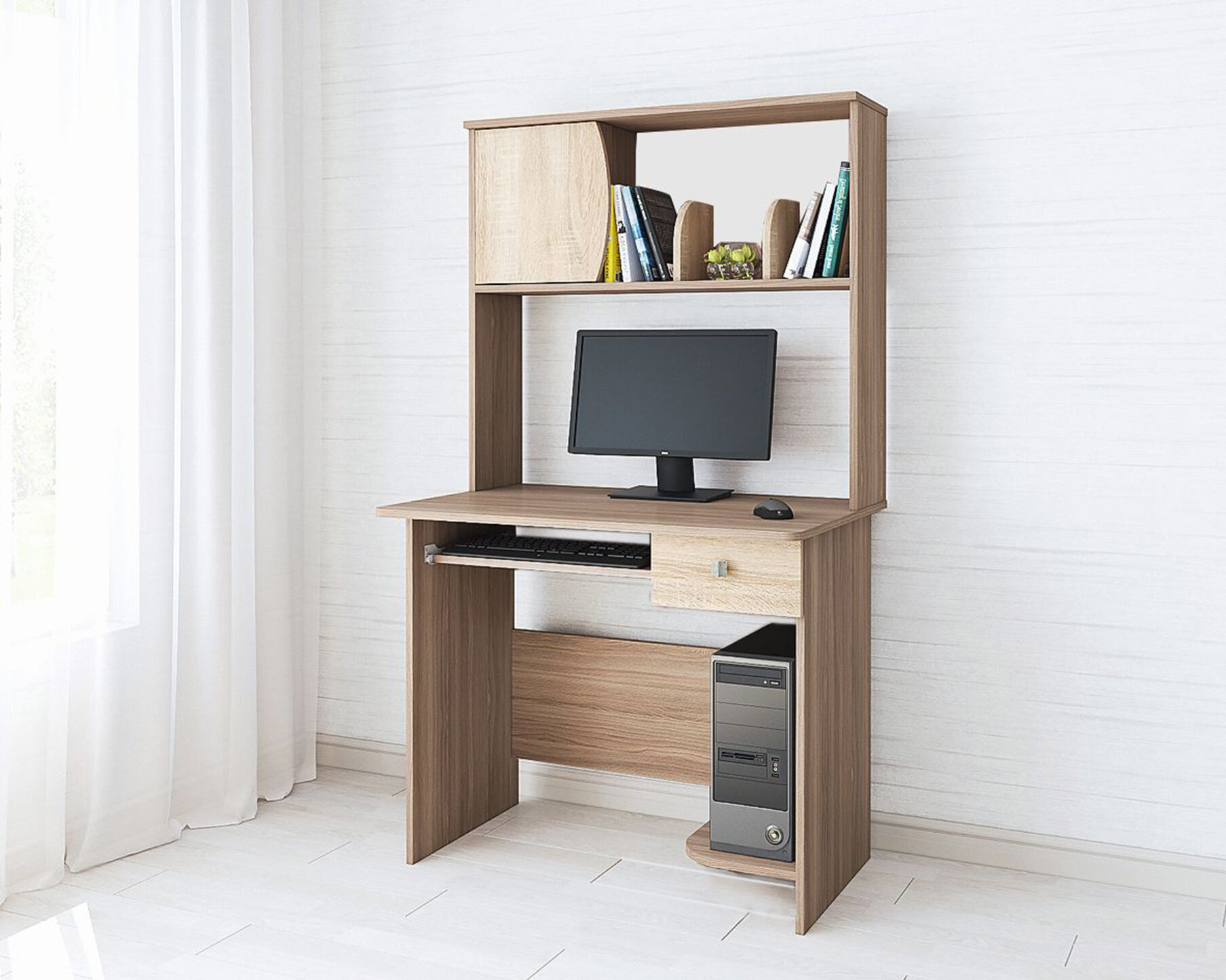 Стол компьютерный Грета-4 (1580х900х600) цвет Ясень шимо/Дуб сонома Тэкс