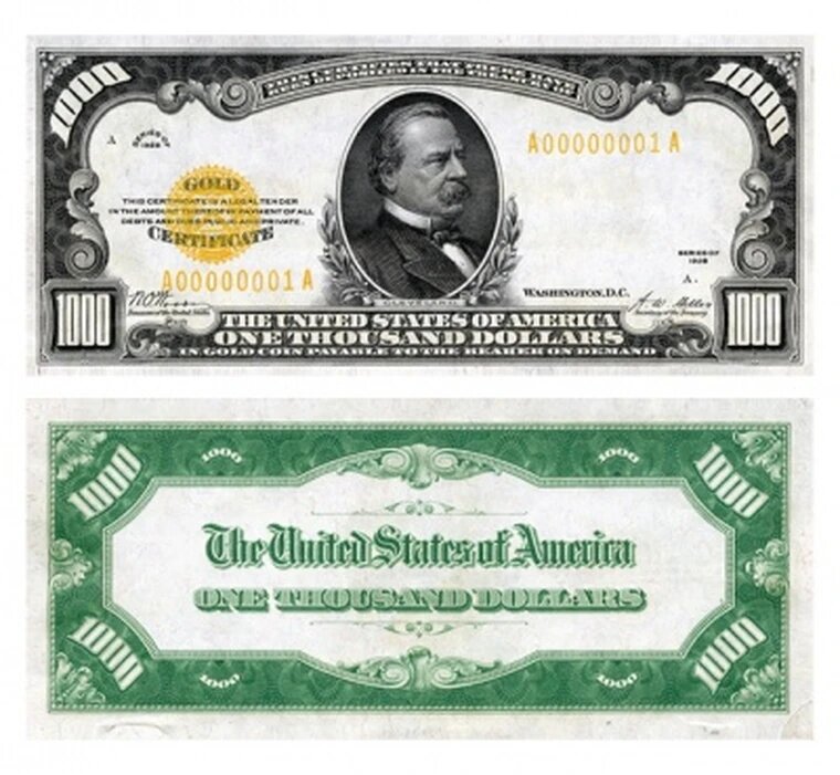 1000 долларов 1928 золотой сертификат США, сувенирная копия, банкноты и купюры редкие коллекционные