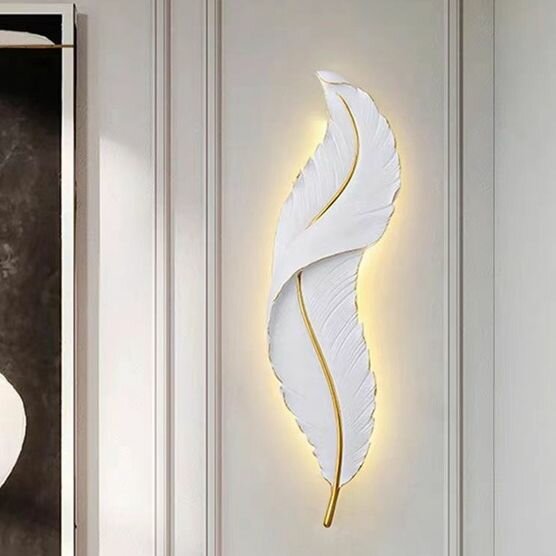 Настенный светильник с эффектом пера для телевизионной стены экологически чистая смола, три цвета света, идеален для различных интерьеров