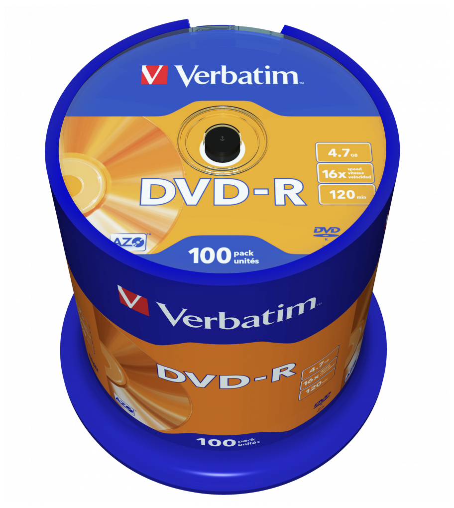 Диск Dvd-r Verbatim 4,7Gb 16x Cake Box (100шт) 43549 43549 .