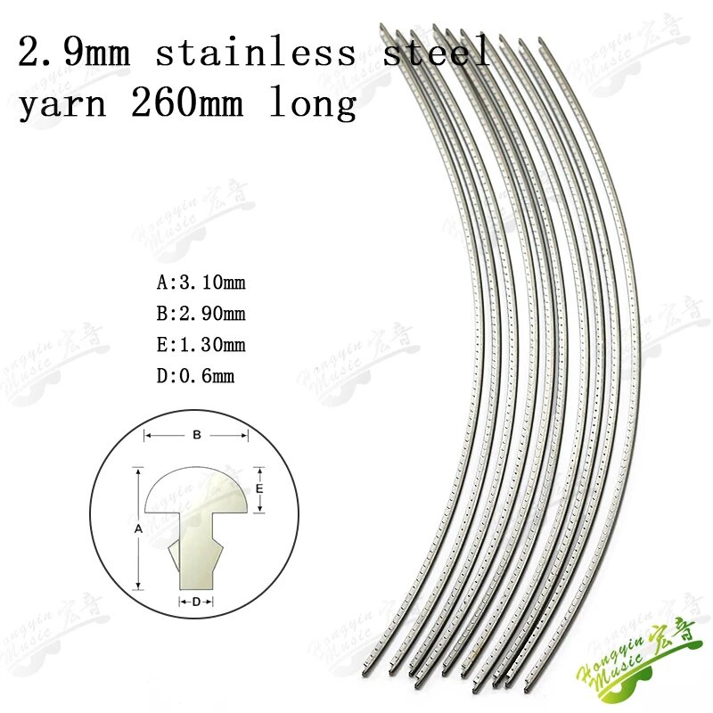 Лады грифа, проволока для акустической гитары, лады из латуни/мединикеlu/нержавеющей стали 2,0/2,2/2,4/2,7/2,9/3,2 мм L260 мм 10PC Stainless2.9mm