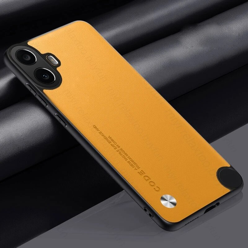 Роскошный чехол для телефона с простой кожаной текстурой для Nothing CMF Phone 1 5G, Yellower-02