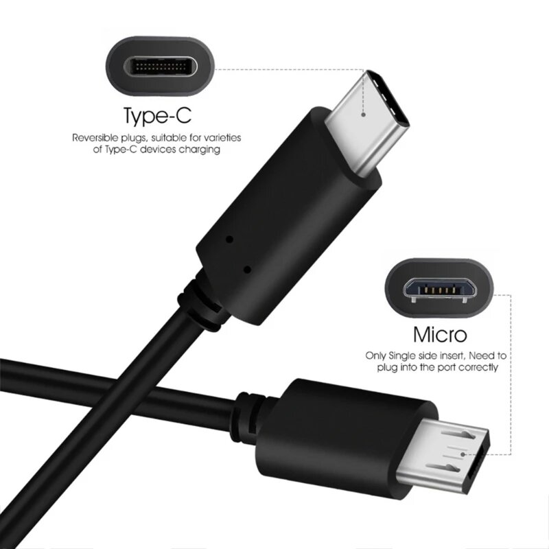 Кабель с разъемами USB Type-C и Micro USB для быстрой зарядки 0,5 м