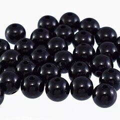 Бусины для рукоделия акриловые глянцевые, диаметр 10 мм, упак. 100 шт, цвет: черный