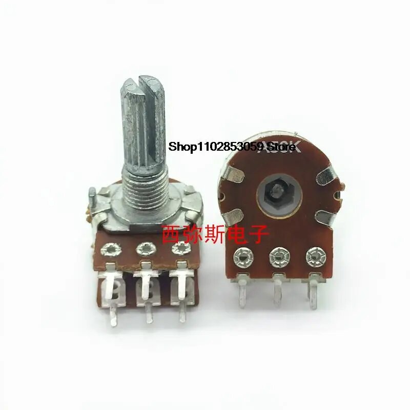 5 шт. 16 типов дуплексный объемный потенциометр WH148 A50K двухрядный 6-контактный длина вала 20 мм усилитель громкости шпинделя