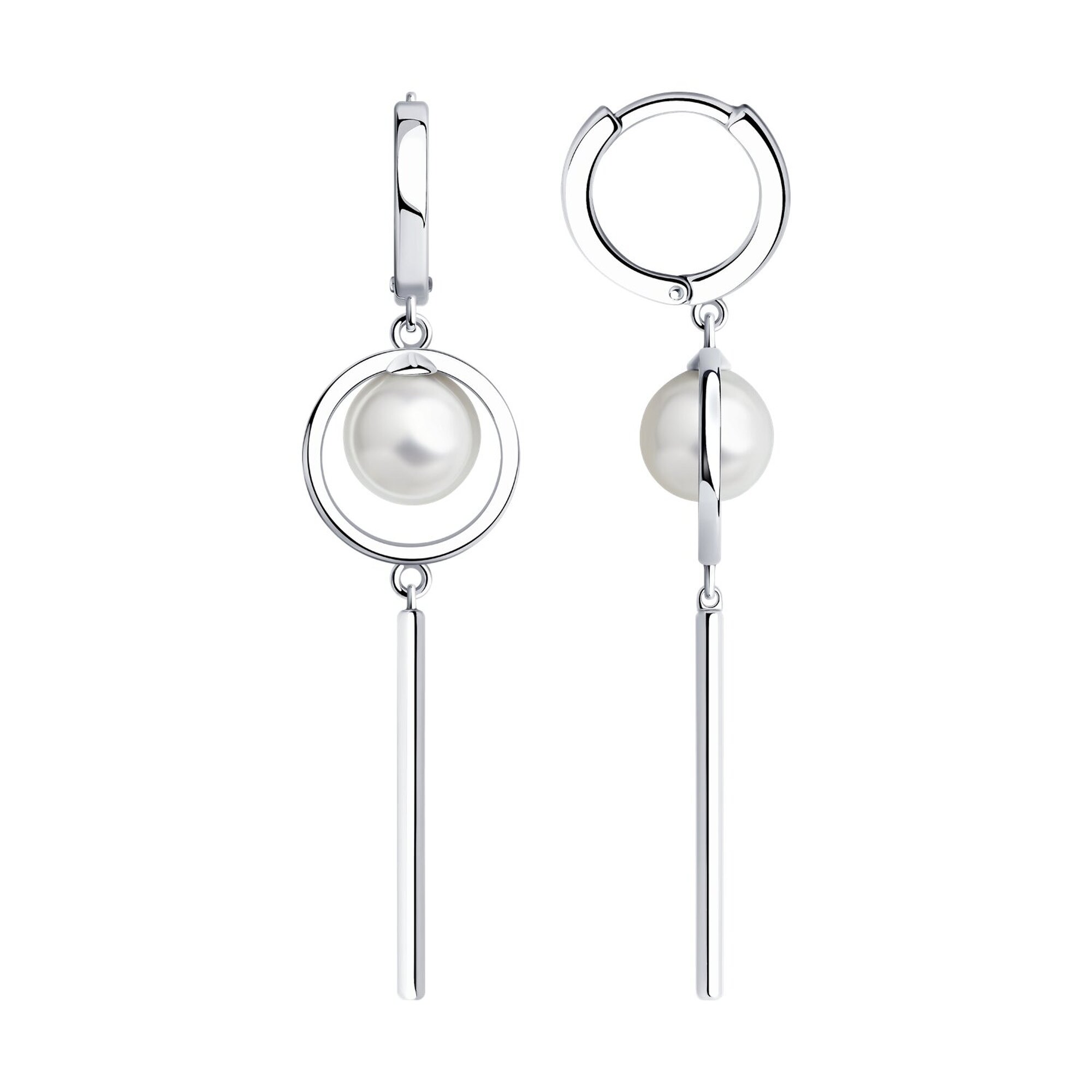 Серьги, серебро, 925 проба, родирование, жемчуг