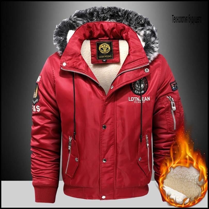 Мужская хлопковая куртка из шерсти ягненка, съемный капюшон, с подкладкой, теплая