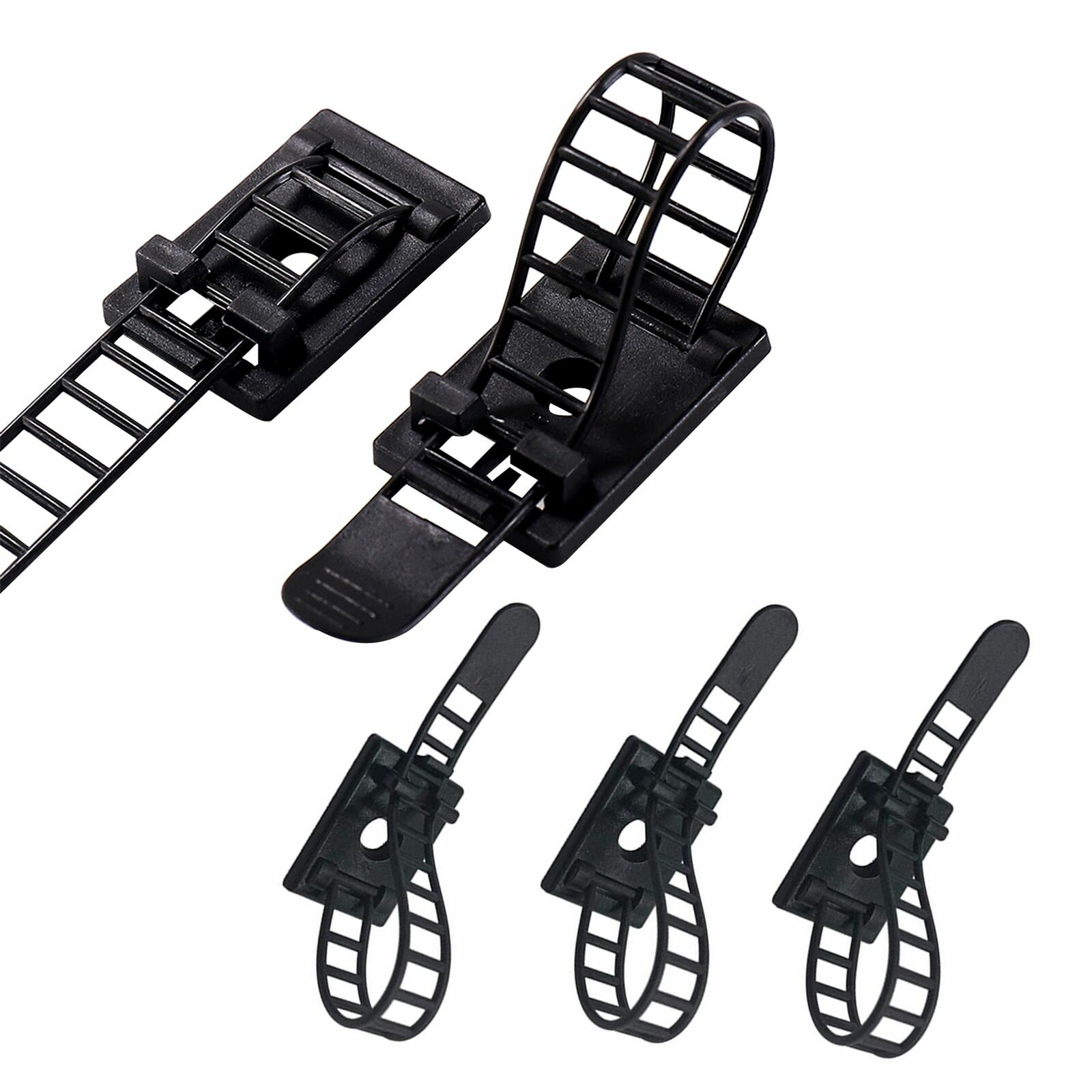 Аксессуары для питания, Регулируемый самоклеящийся зажим для проводов - черный, 1 комплект