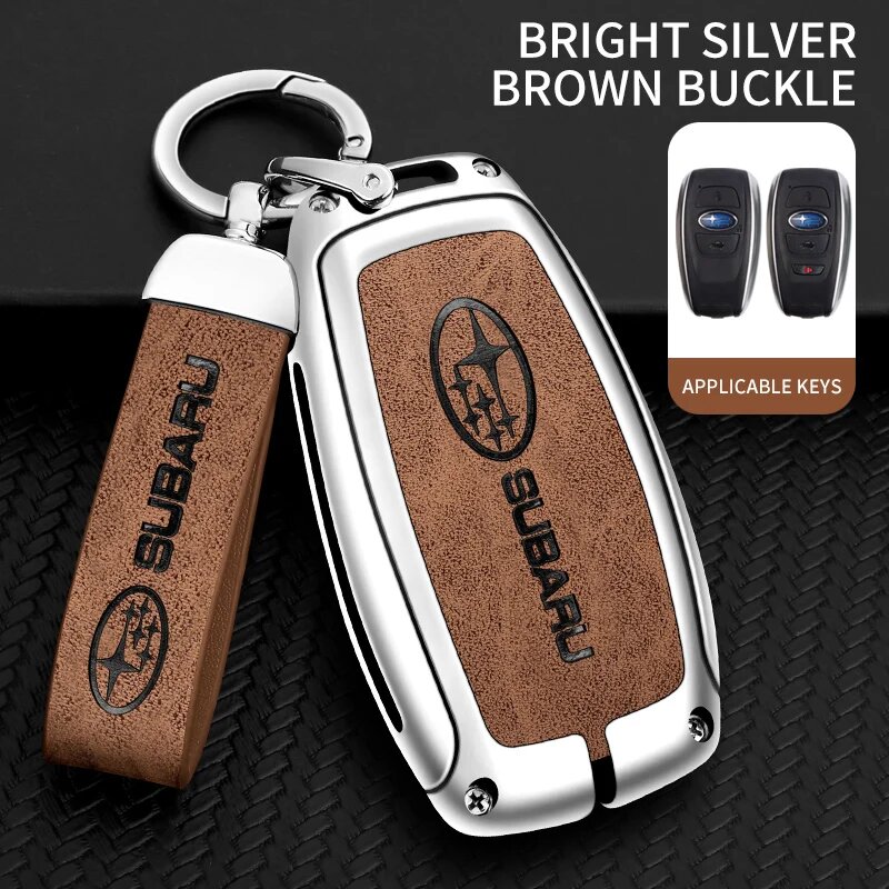 Автомобильный чехол для ключей из цинкового сплава, сумка для Subaru Brz Wrx Xv Gun Silver Brown