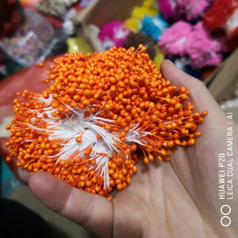 Искусственные тычинки ПВХ оранжевые, 500 шт.