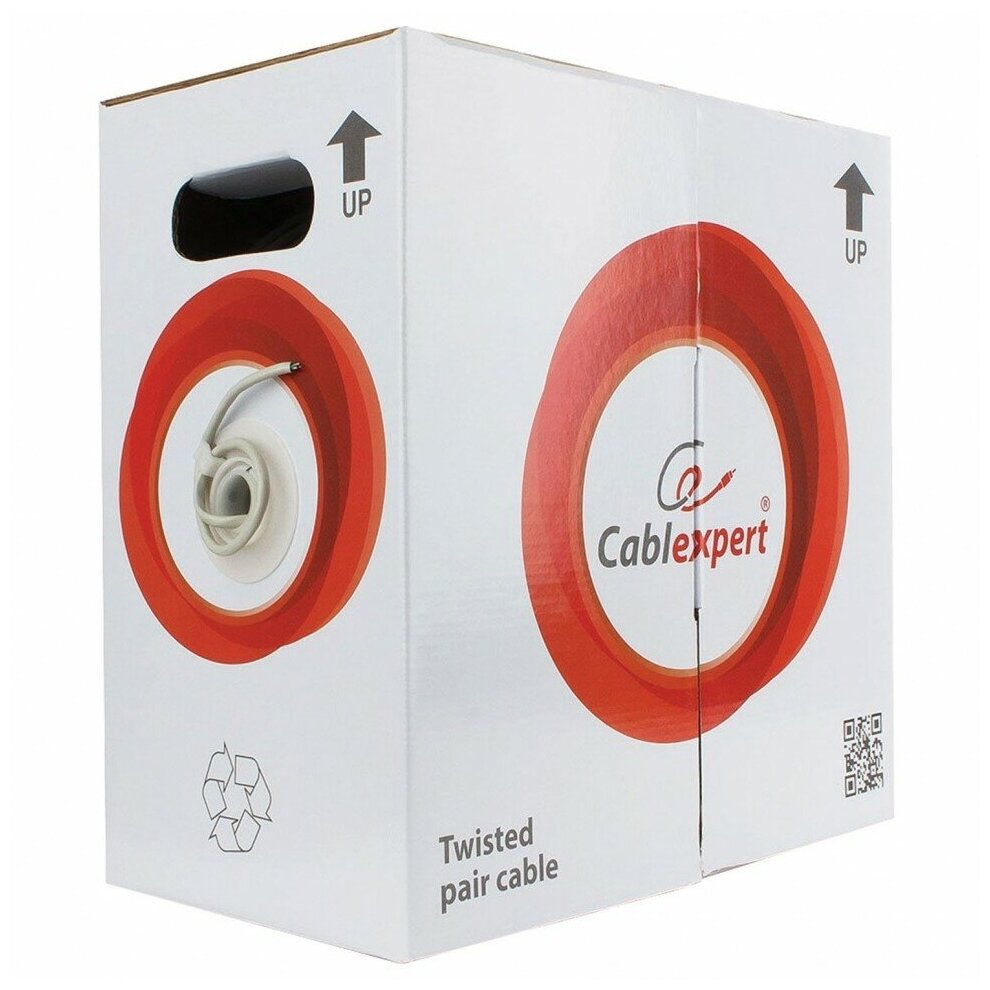 Кабель Cablexpert FPC-5004E-SOL, CAT5e, витая пара, экранированный, 305м, серый