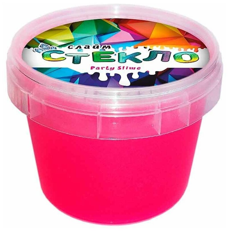 Лепа Слайм Стекло. Party Slime. Лизун (90гр, розовый неон, t замерзания +5°C, в банке, от 3 лет) 00-00001267, (ООО "Новая Химия")