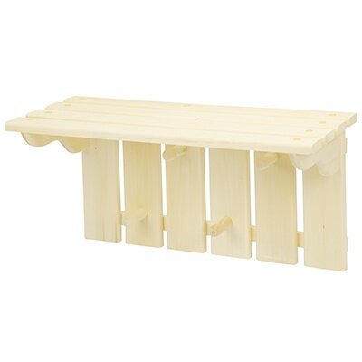 Вешалка для бани Домашняя Мода настенная деревянная 52х27х23 см, полка, 4 крючка, для шапок, липа (86)