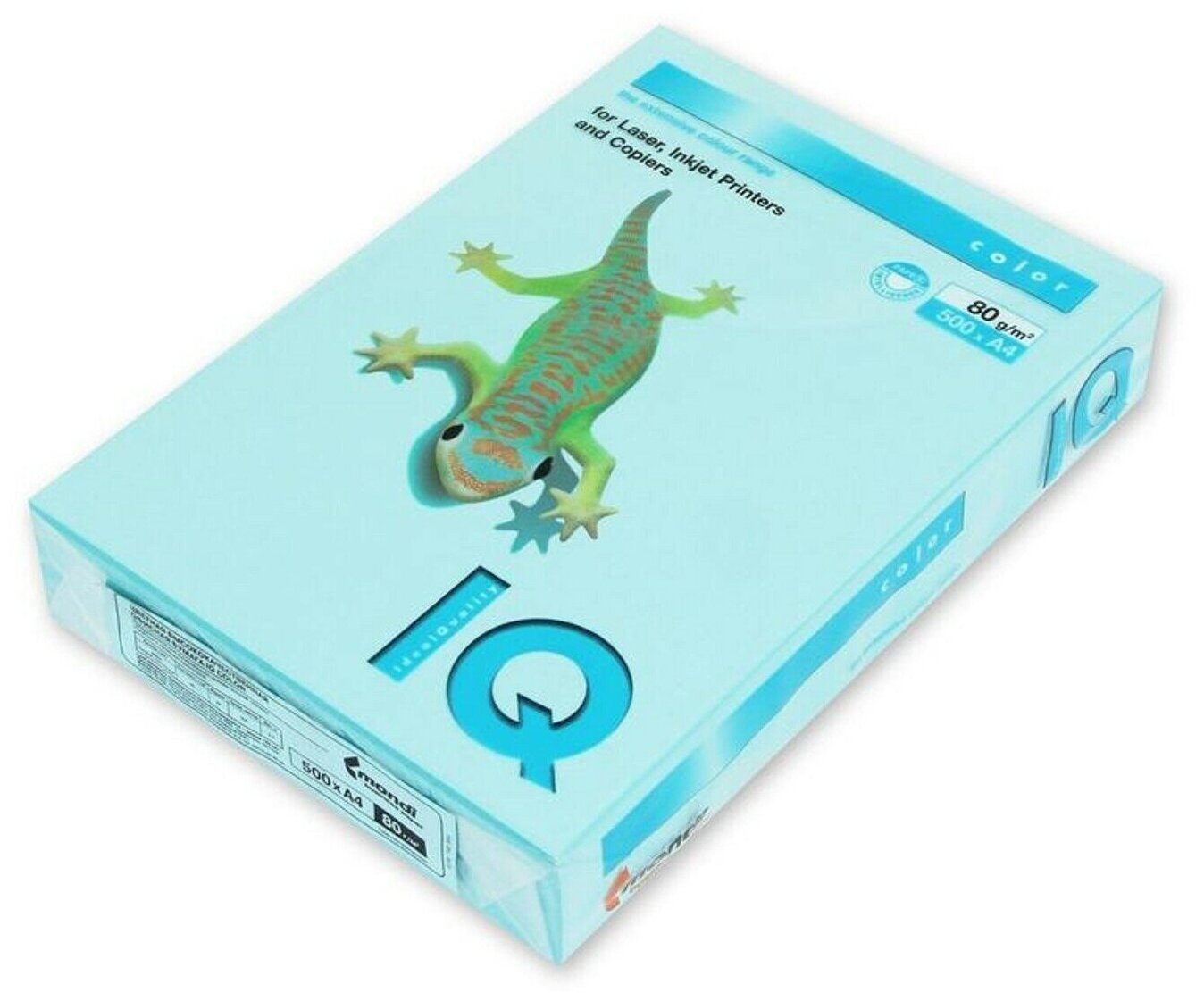Бумага цветная А4 500 л, IQ COLOR, 80 г/м2, голубой, MB30 IQ