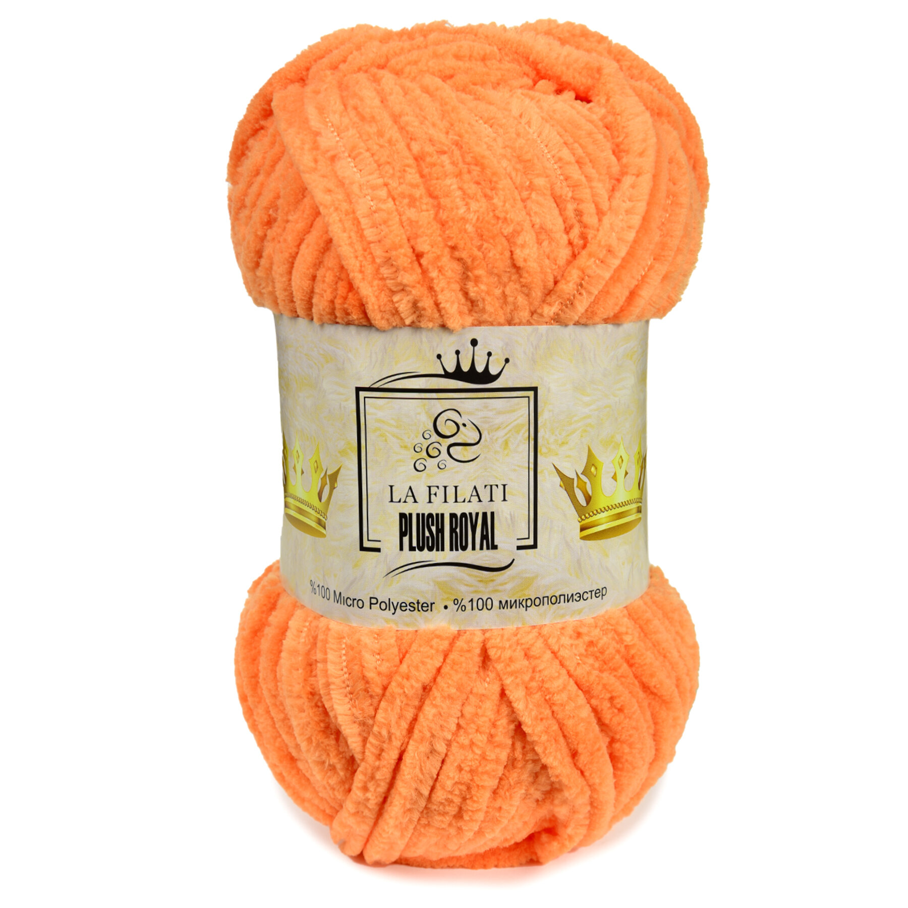 Пряжа плюшевая La Filati PLUSH ROYAL, 100гр/70м, цвет 19(оранжевый), 2 мотка