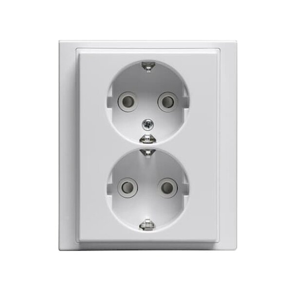 Розетка 1-м СП Impressivo 16А IP20 230В Double Schuko с рамкой бел. ABB 2TKA000952G1