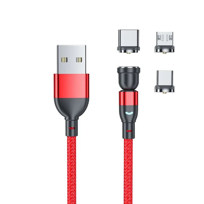 Магнитный кабель 3м RED 3 в 1 Micro USB/Type-C