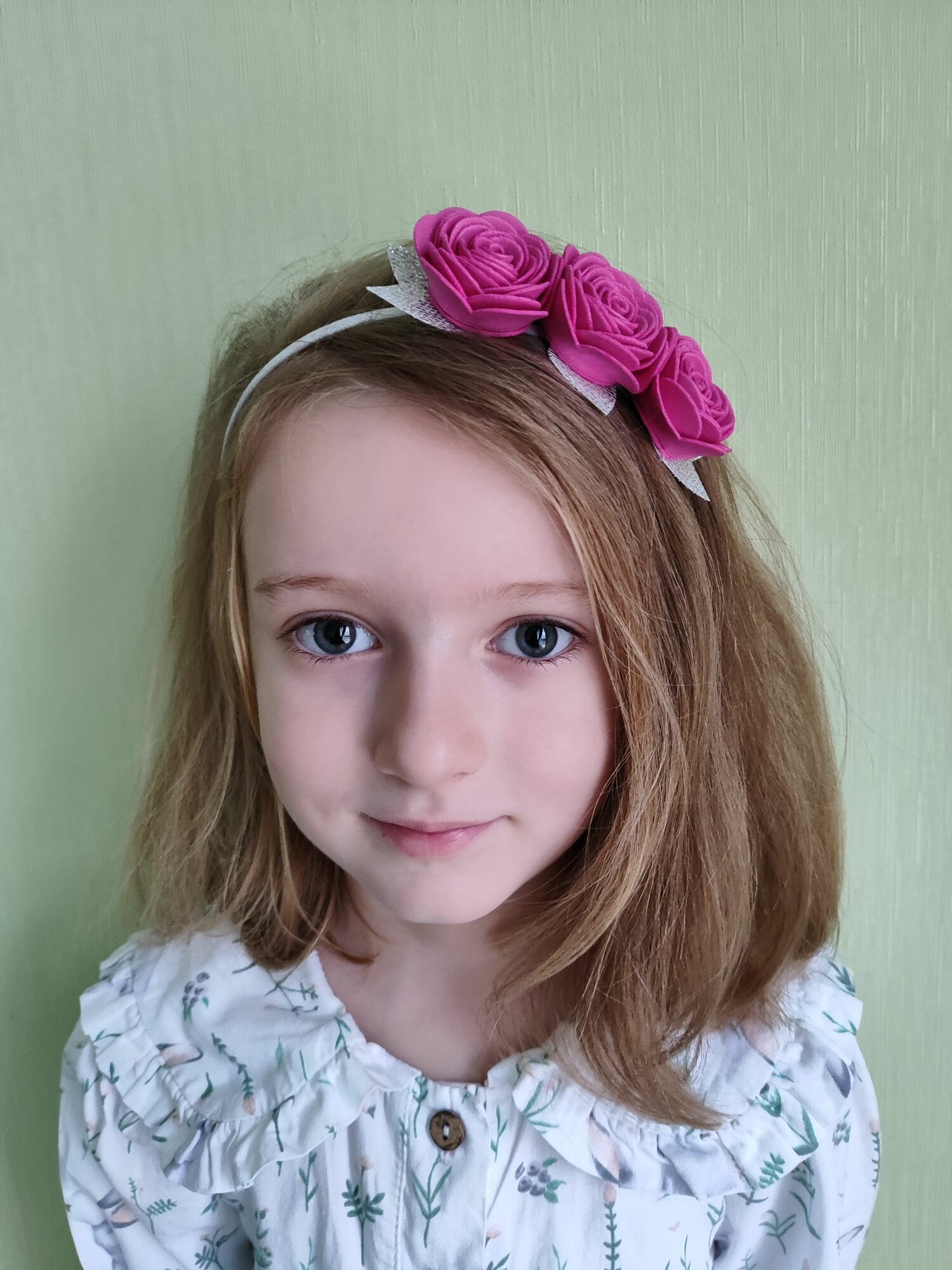 Ободок Для Волос С Розами Фуксия Металлический Ручной Работы из Фоамирана