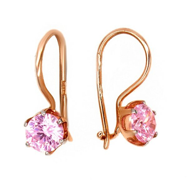 Серьги, красное золото, 585 проба, фианит
