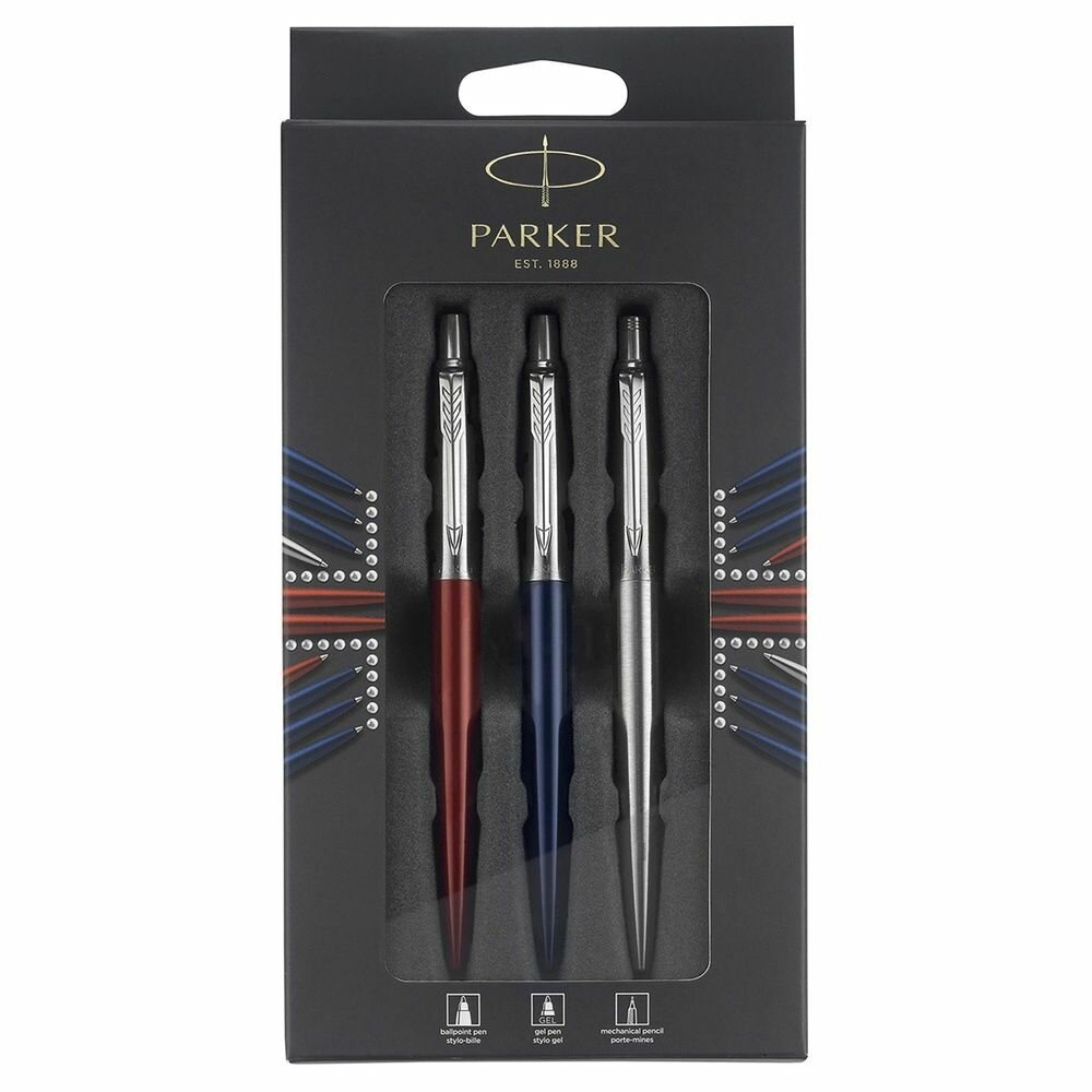 Набор ручек Parker "Jotter London Trio", шариковая ручка, гелевая ручка и механический карандаш (2032740)