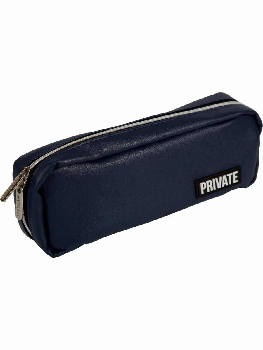 Пенал-косметичка deVENTE 210х90х50, "Private" темно-синий, прямоугольный, кожзам (7025339)
