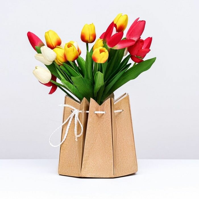 Аквабокс упаковочный КНР Крафт, для цветов, 18х18 см