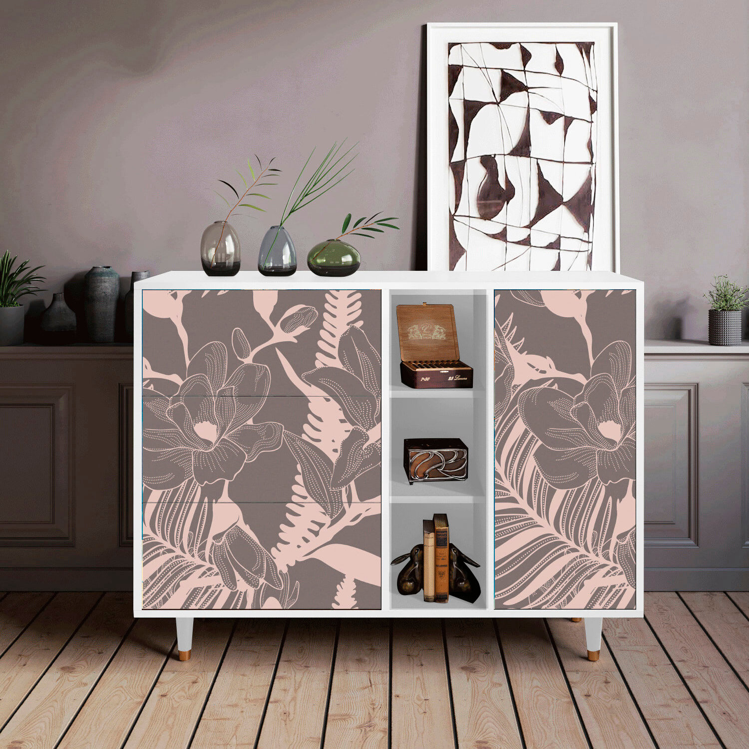 Комод - STORYZ - BS2 Issabelline Flower, Разер - 125 x 97 x 48 см , Цвет корпуса - Белый